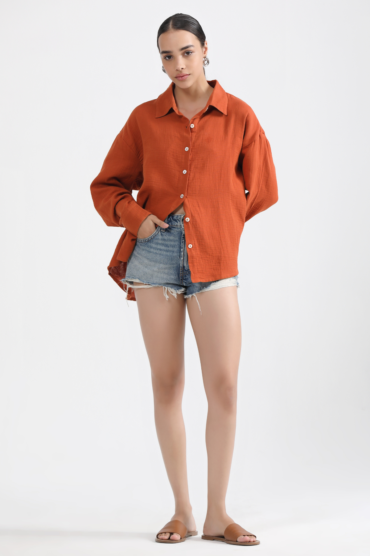Christina Over Sized Gauze Shirt - Rust – D.ARTISTS